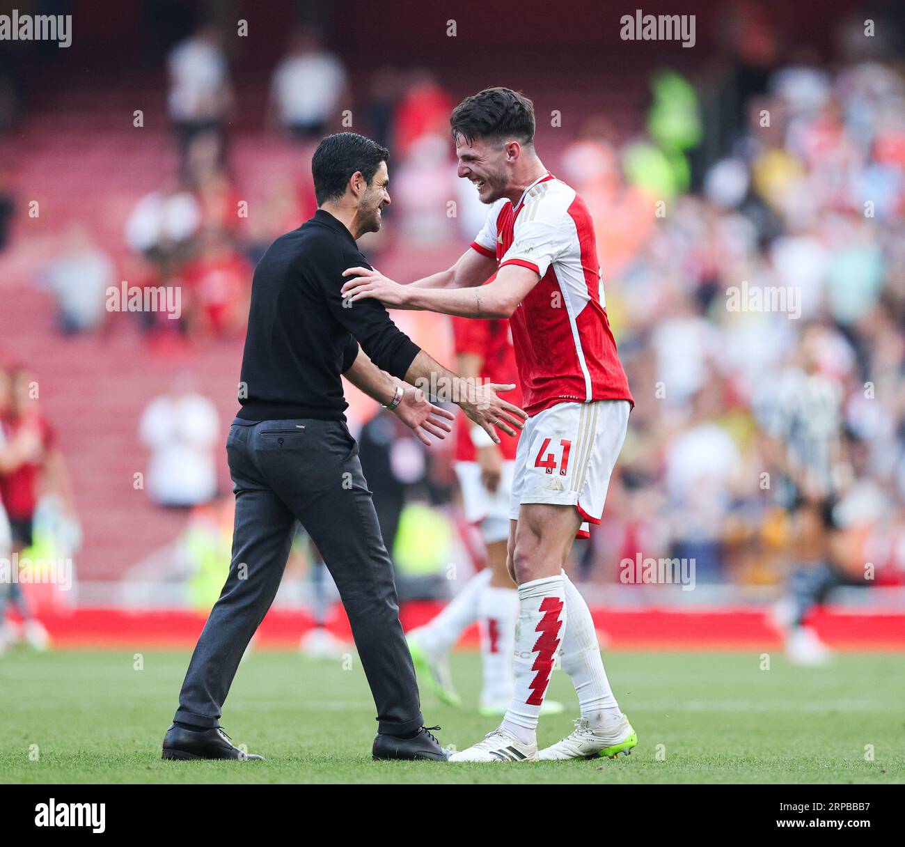 London, UK. 3rd Sep, 2023. Declan Rice of Arsenal celebrates at the ...