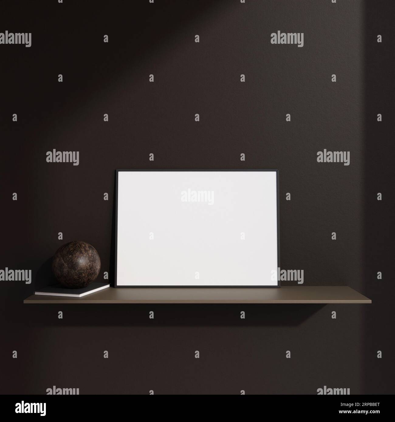 Minimalist landscape black poster or photo frame in modern living room ...