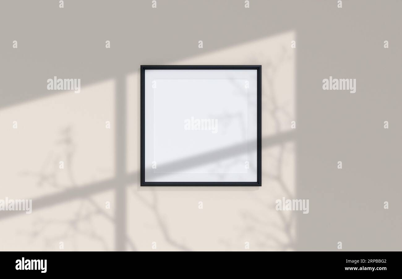 Clean and minimalist front view square black photo or poster frame ...