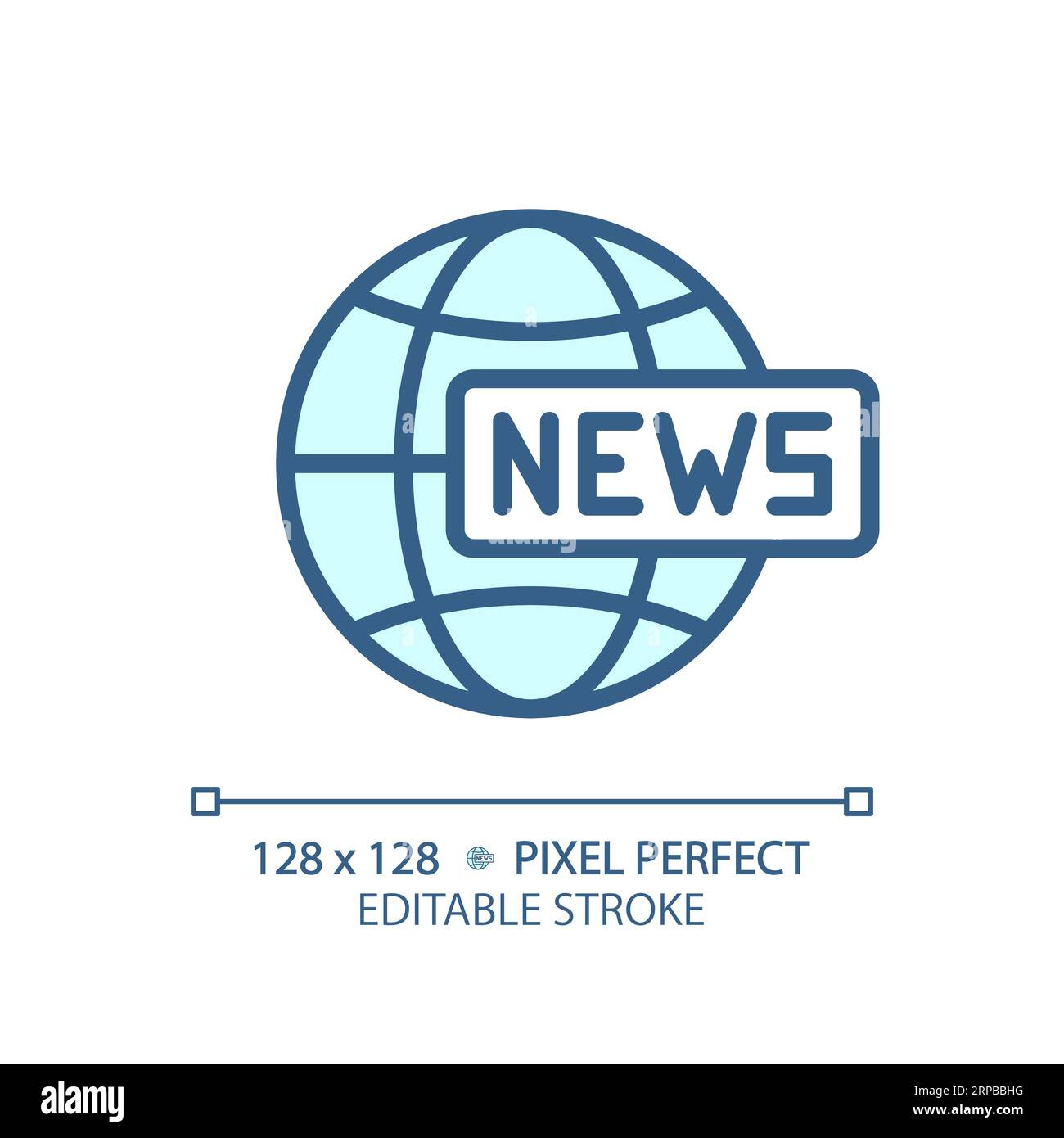 2D customizable thin linear blue global news icon Stock Vector Image ...