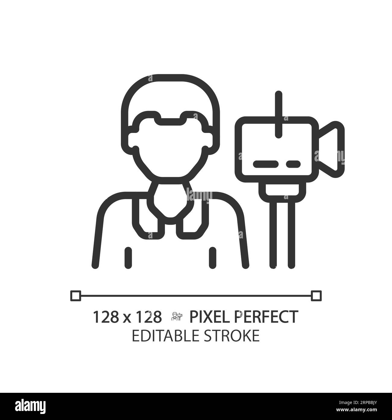 2D customizable thin linear black cameraman icon Stock Vector Image ...