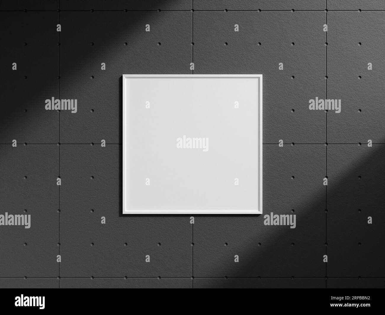 Clean and minimalist front view square white photo or poster frame ...