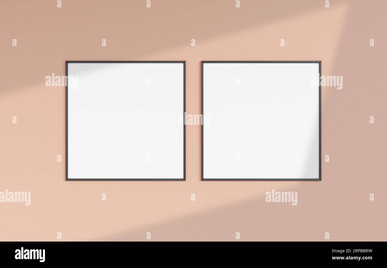 Clean and minimalist front view square black photo or poster frame ...
