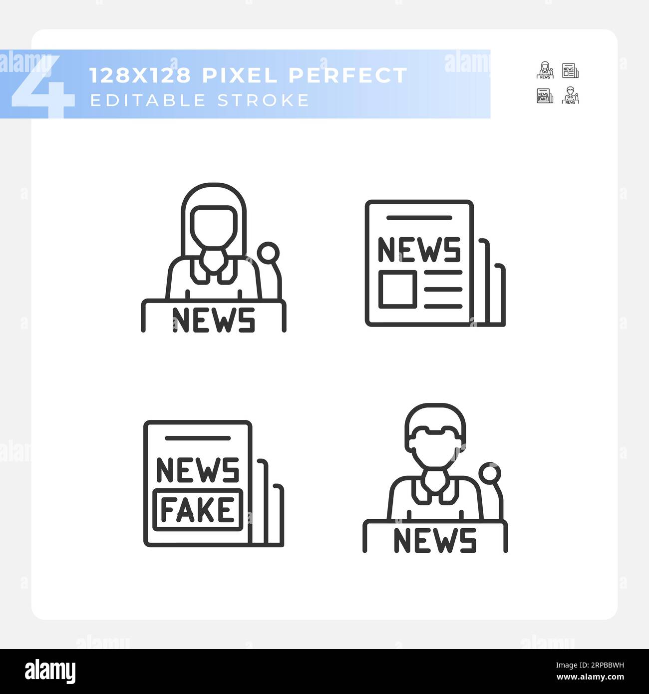 Editable pixel perfect black journalism icons Stock Vector Image & Art ...