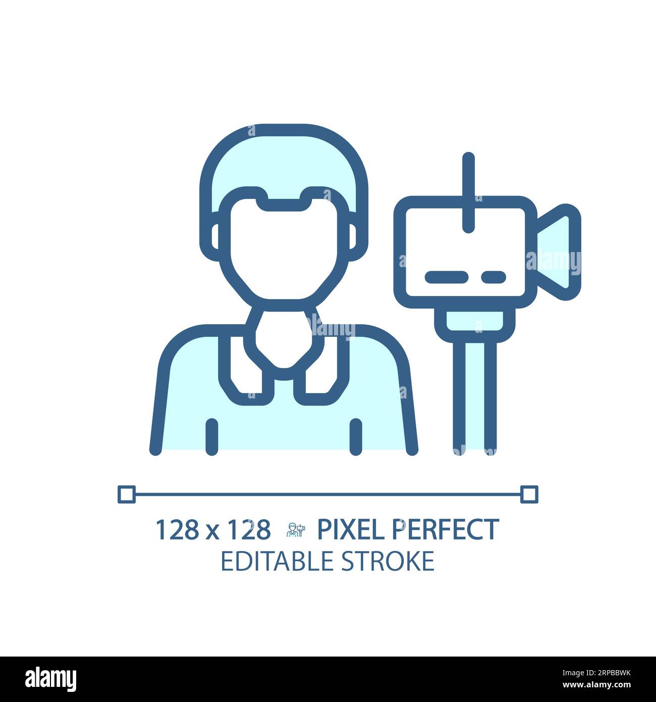2D customizable thin linear blue cameraman icon Stock Vector Image ...