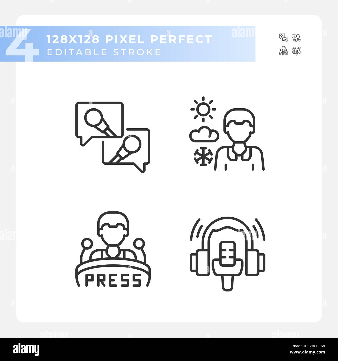 Pixel perfect black journalism line icons set Stock Vector Image & Art - Alamy