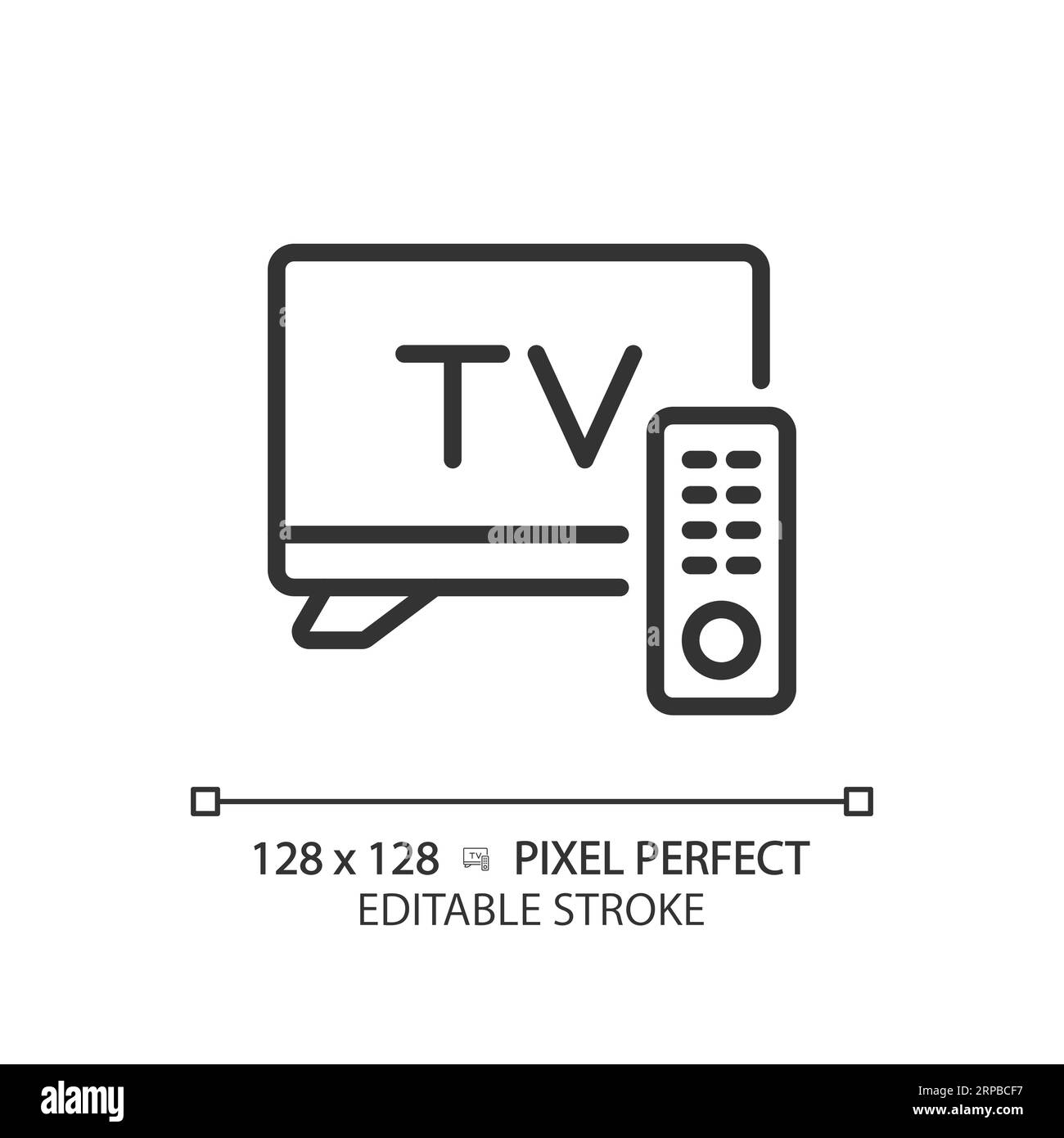 2D customizable thin linear black television set icon Stock Vector ...