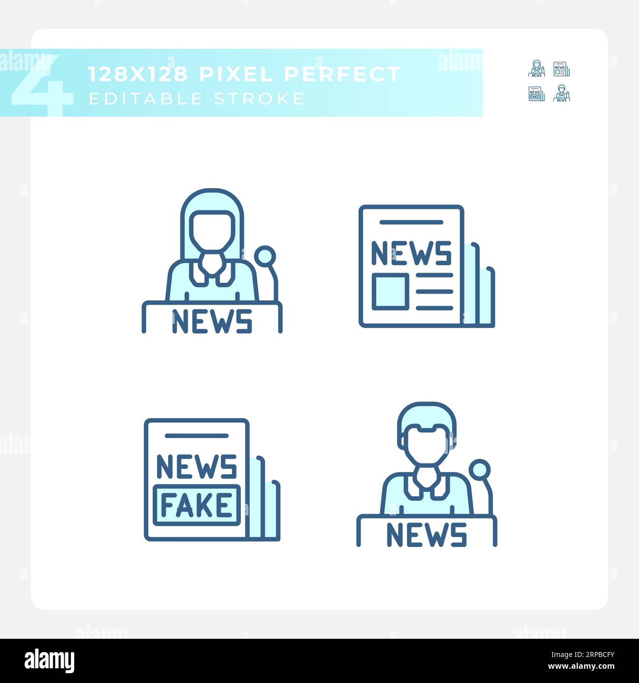 Editable pixel perfect blue journalism icons Stock Vector Image & Art - Alamy