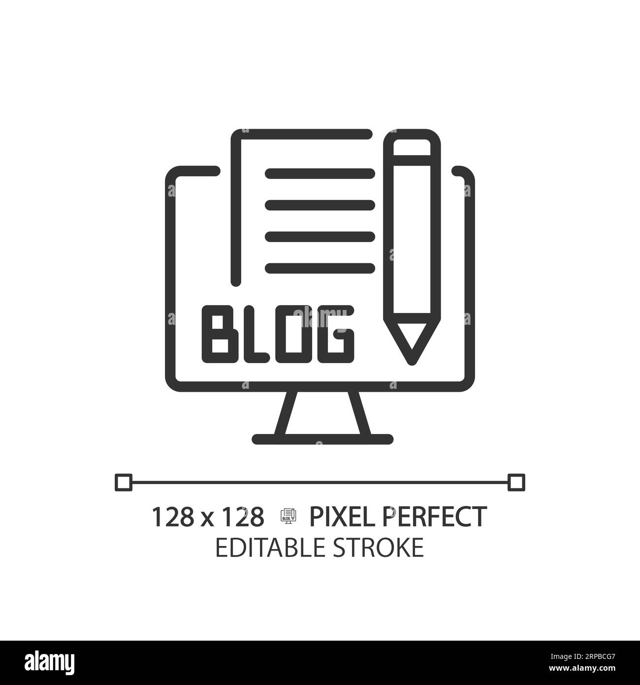 2D customizable thin linear black blog icon Stock Vector Image & Art ...