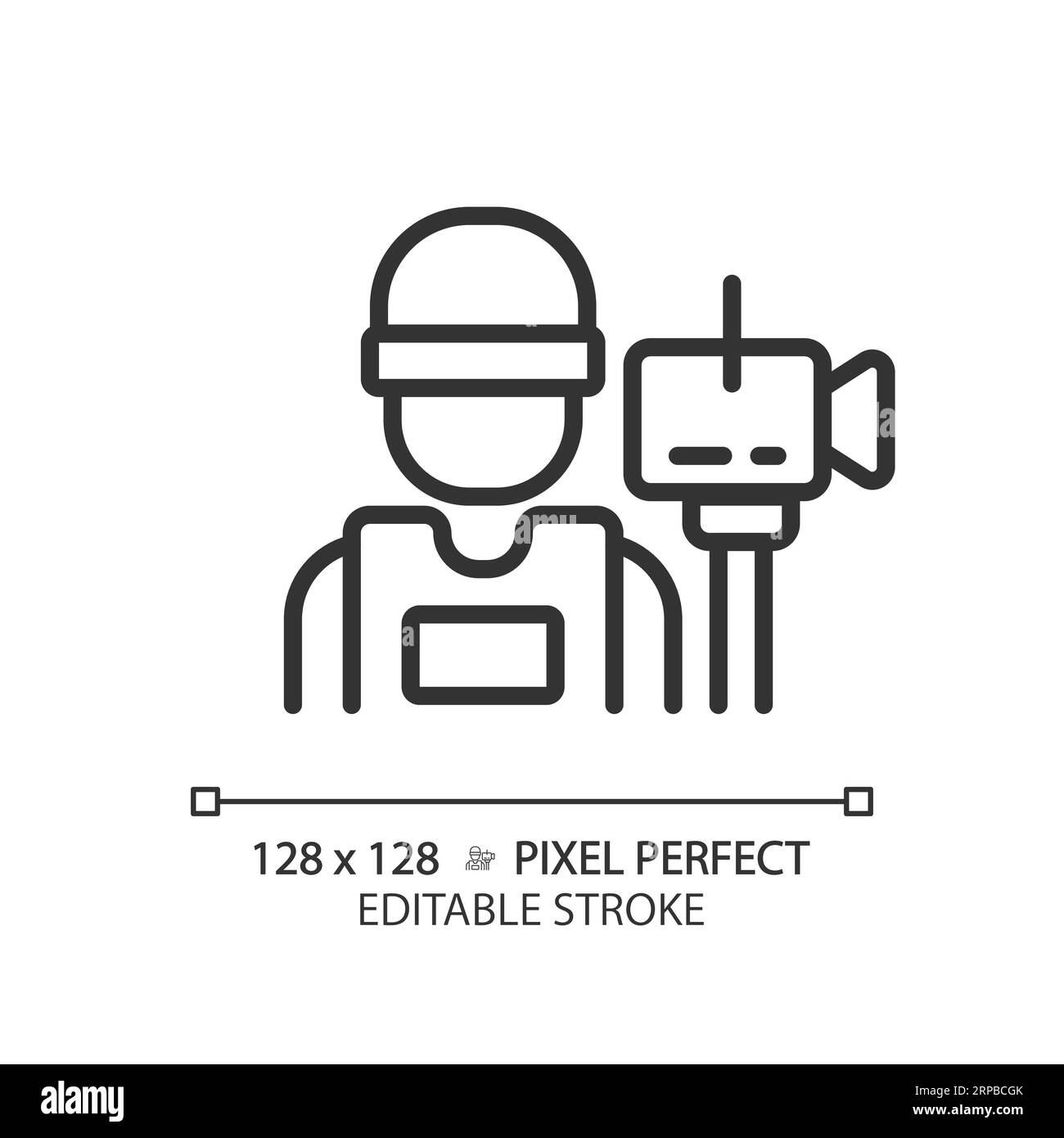 2D customizable thin linear black cameraman icon Stock Vector Image ...