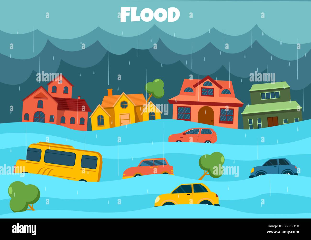 Floods Vector Illustration of The Storm Wreaked Havoc and Flooded the ...