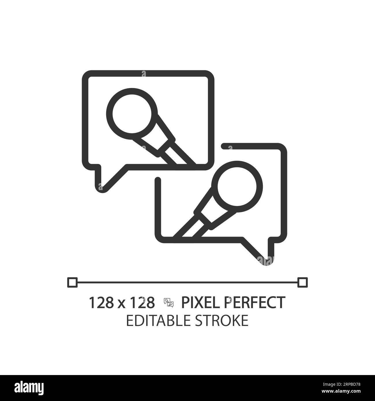 2D customizable thin linear black media interview icon Stock Vector ...