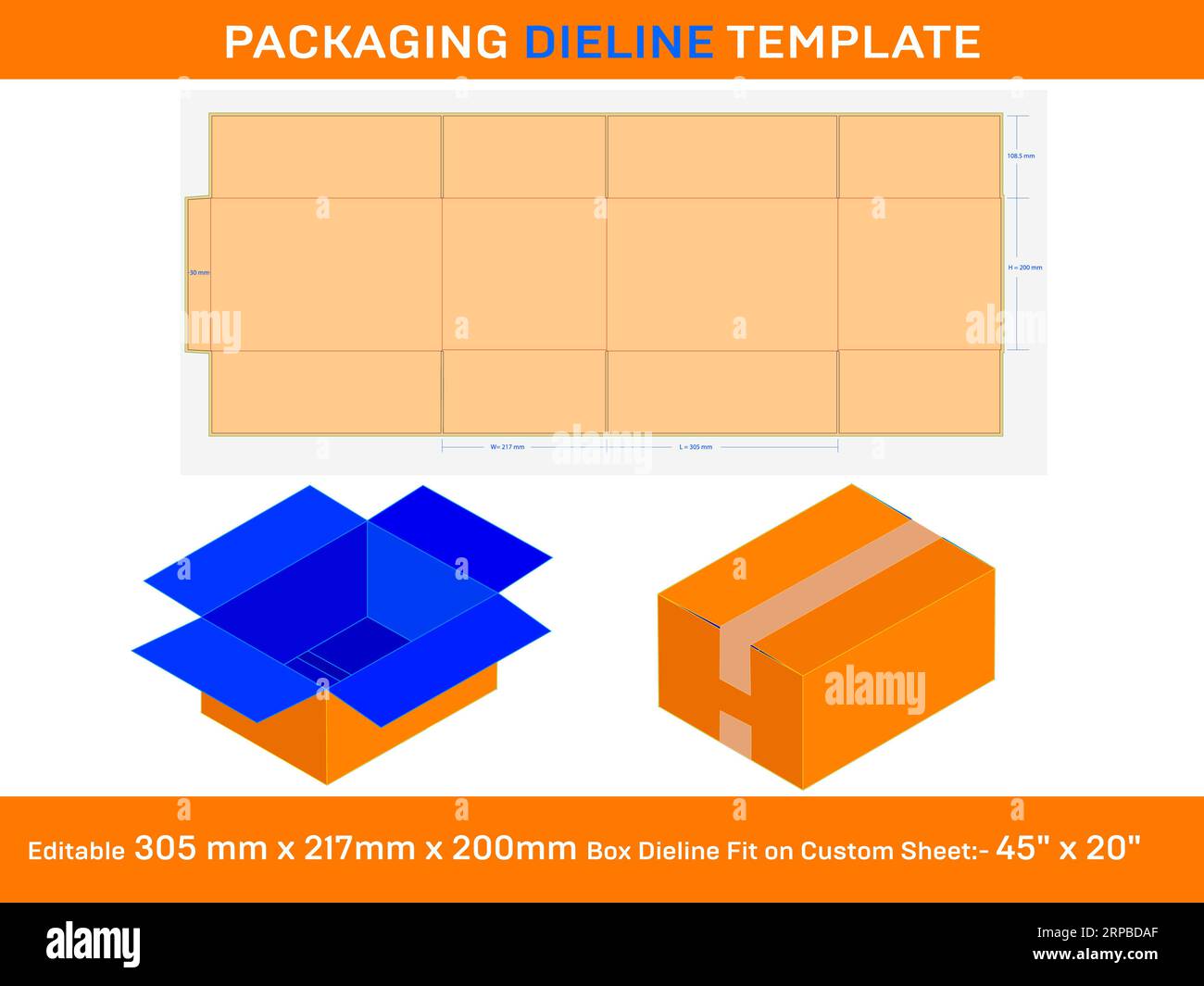 RSC Carton Box Die line Template Stock Vector Image & Art - Alamy