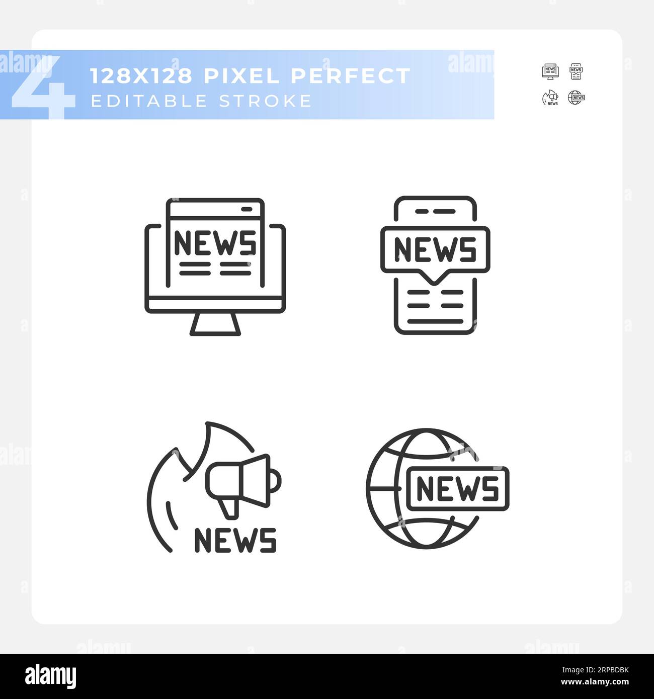 Editable pixel perfect journalism icons pack Stock Vector Image & Art - Alamy