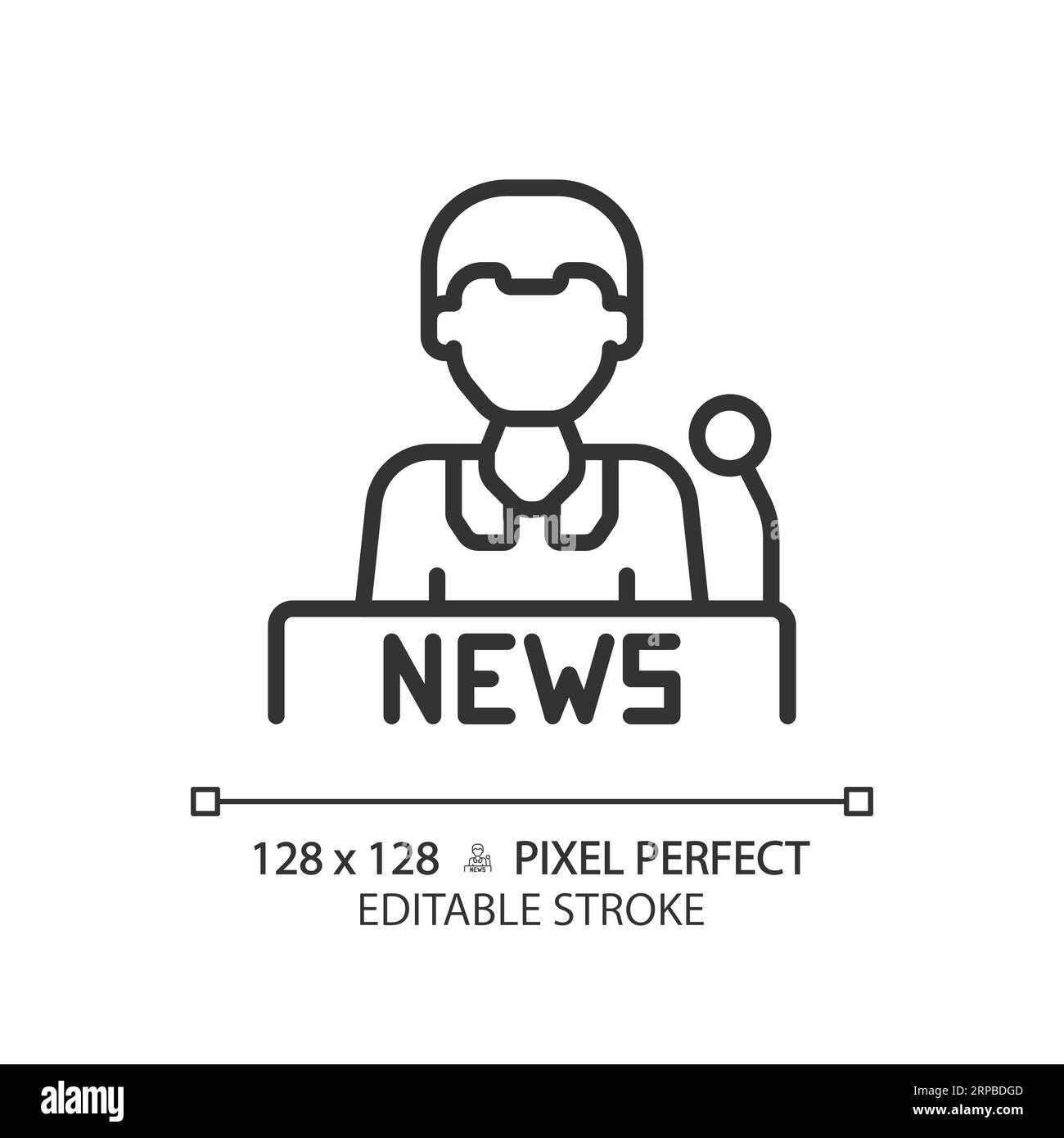 2D customizable thin linear black newscaster icon Stock Vector Image & Art - Alamy