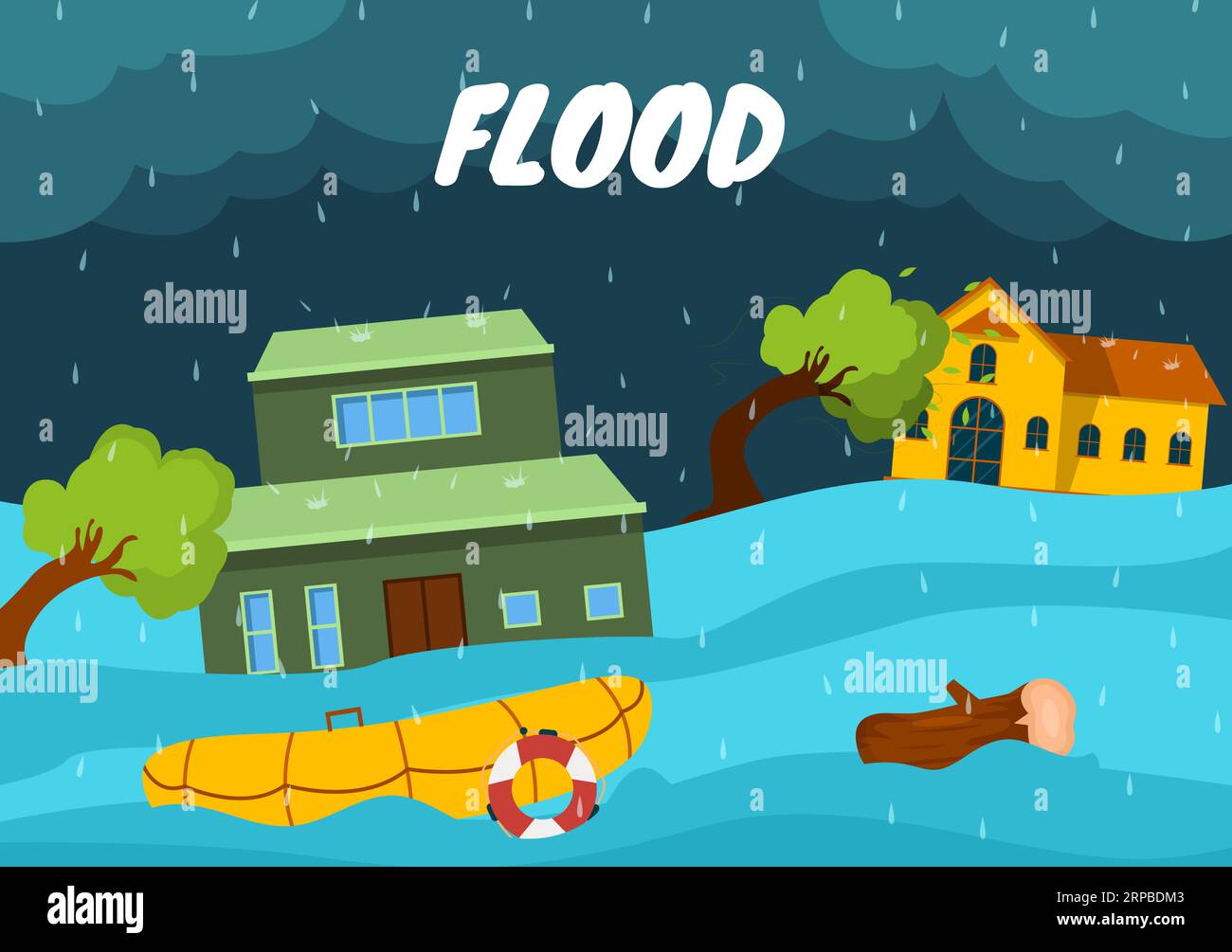 Floods Vector Illustration of The Storm Wreaked Havoc and Flooded the ...