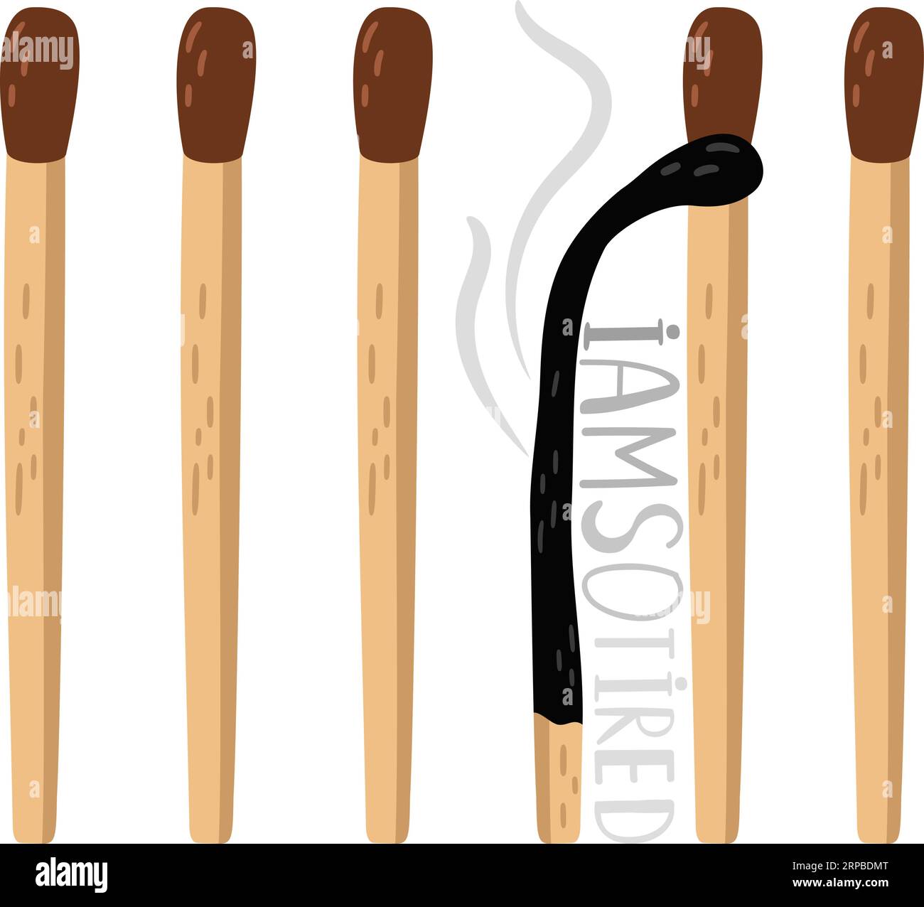 Burnt and extinguished match among whole matches. Burnout and fatigue ...