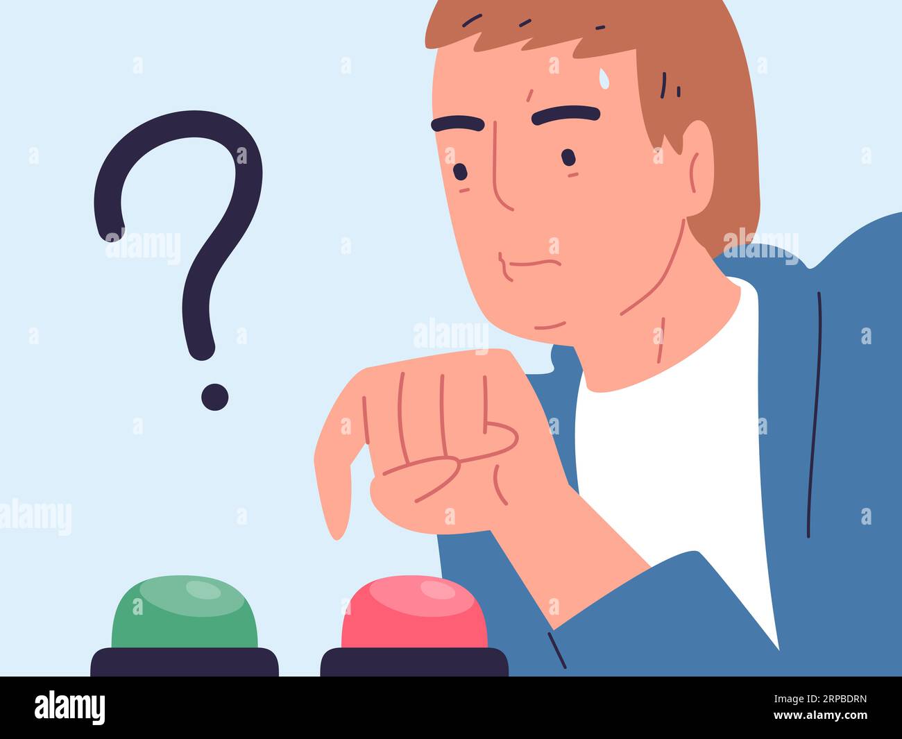 Difficulty choosing. Concerned person select button push, choice ... Difficulty choosing. Concerned person select button push, choice ...