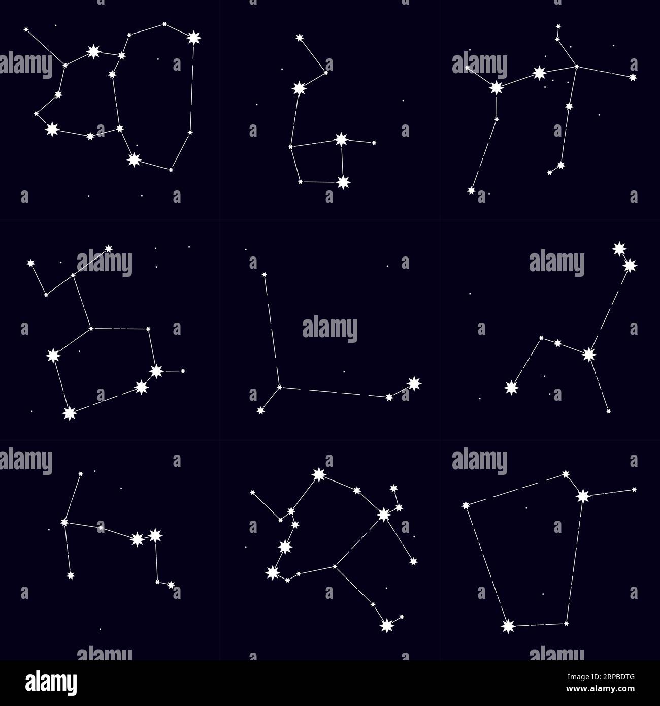 Set of abstract fairy constellations against night sky. Accumulation ...