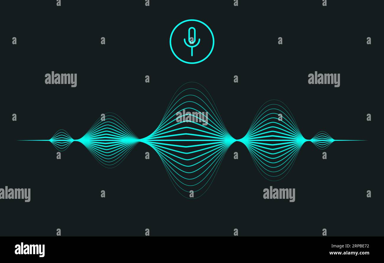 Voice recognition personal assistant sound waves background Stock ...