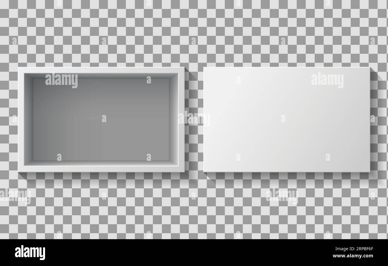 Open box top view realistic vector packaging items Stock Vector Image ...