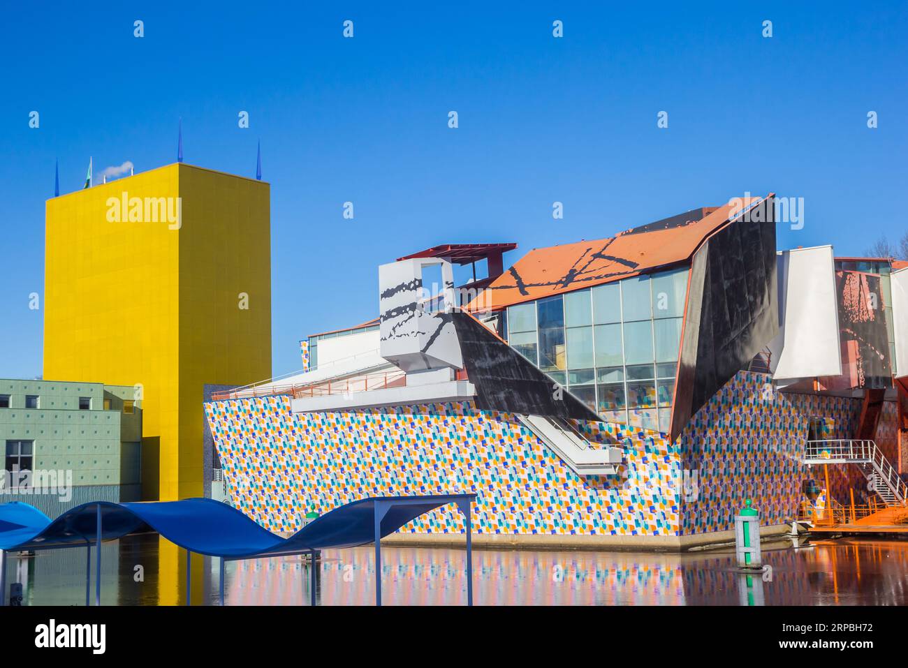 Modern diverse architecture of the museum in Groningen, Netherlands ...