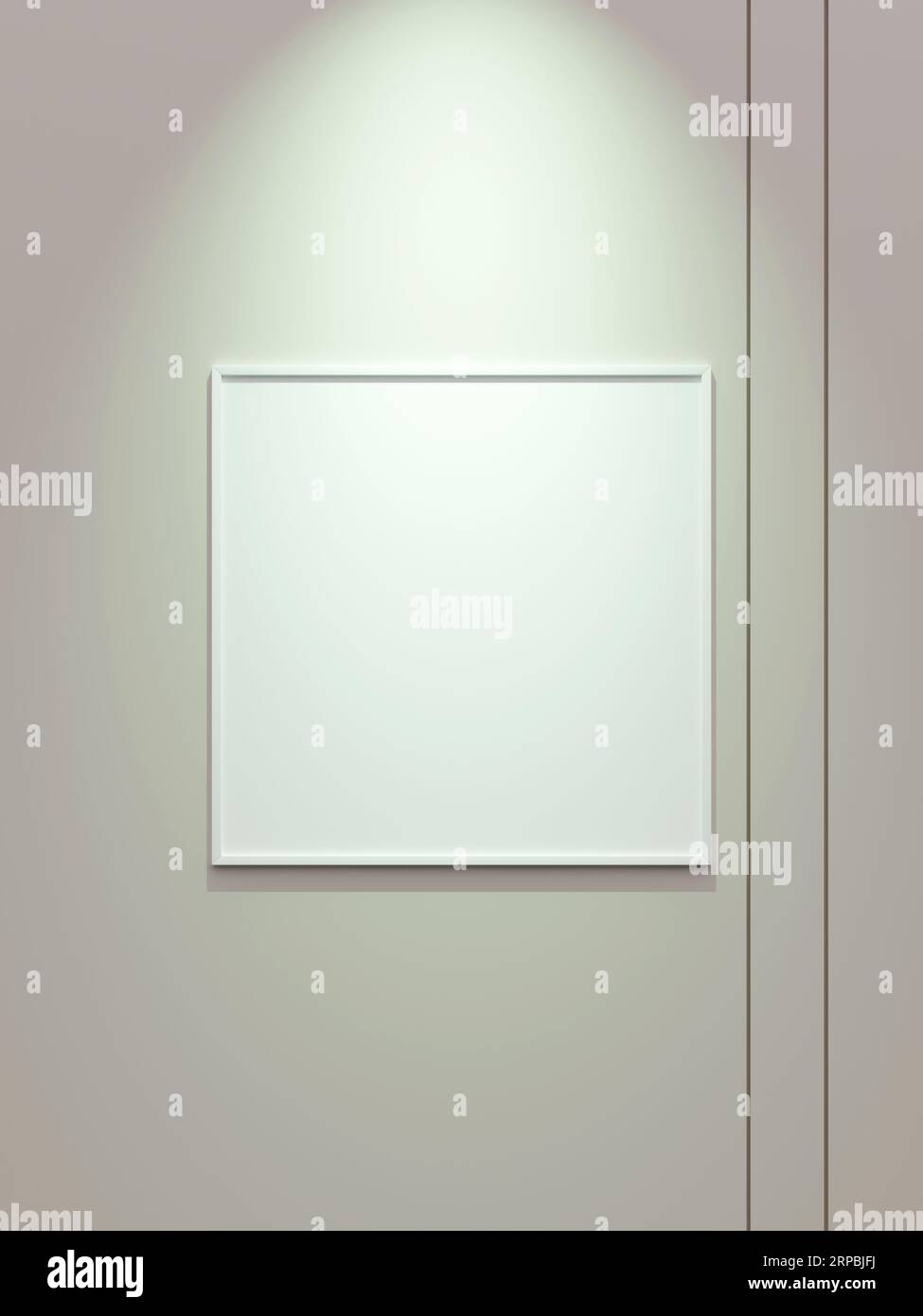 Minimal white square picture poster frame mockup on white wallpaper ...