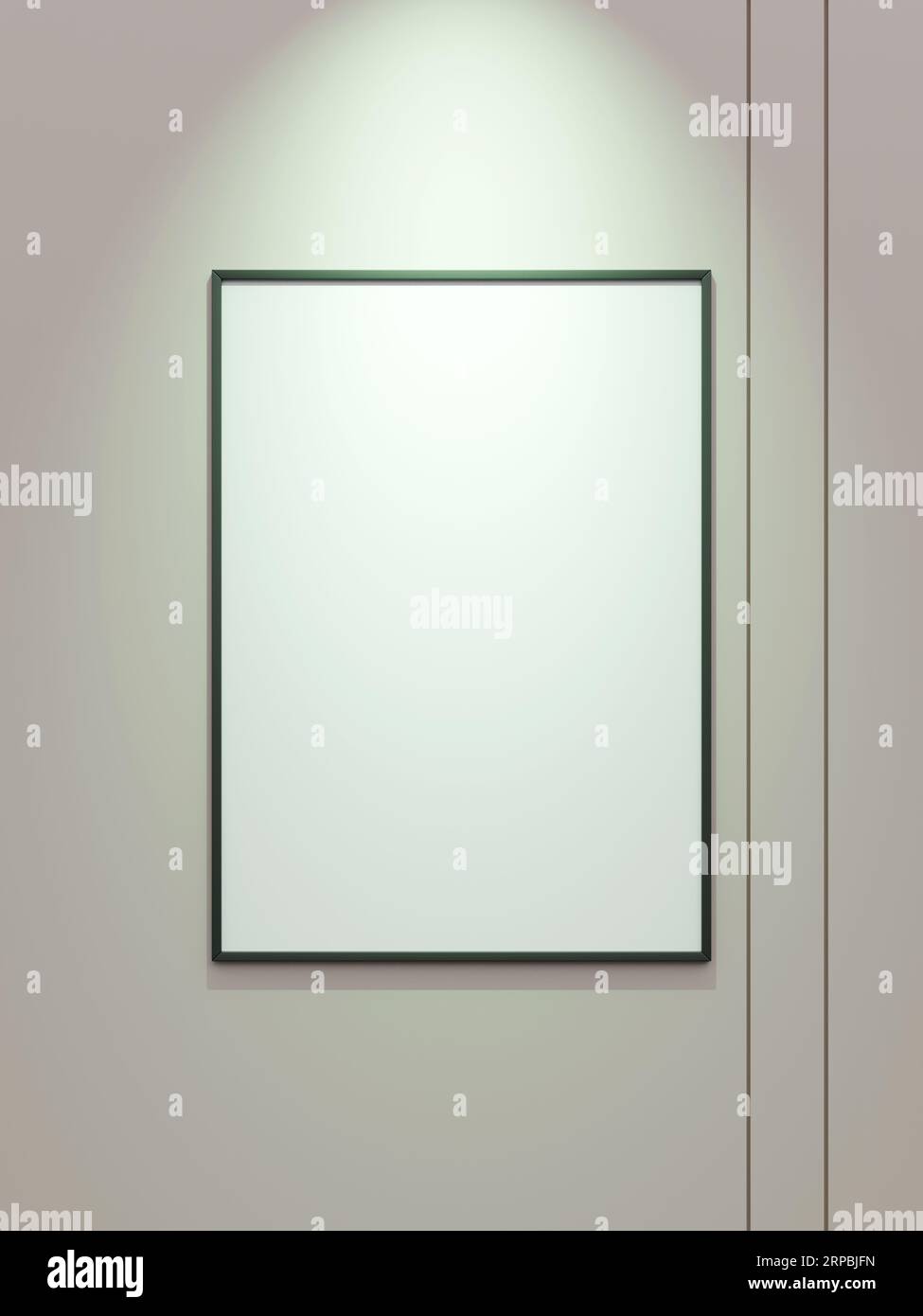 Minimal black vertical picture poster frame mockup on white wallpaper ...
