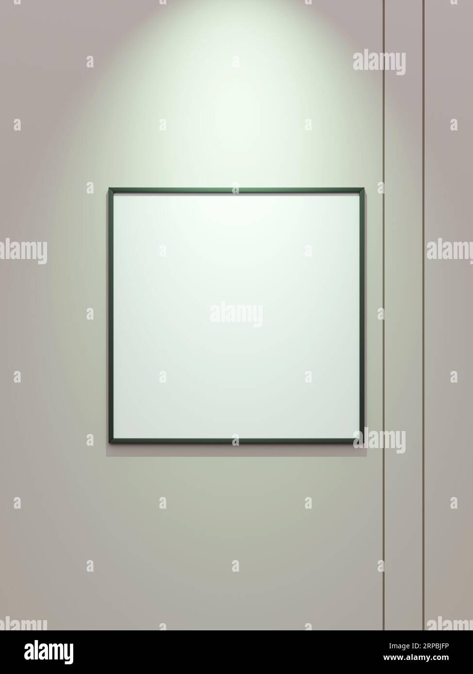 Minimal black square picture poster frame mockup on white wallpaper ...