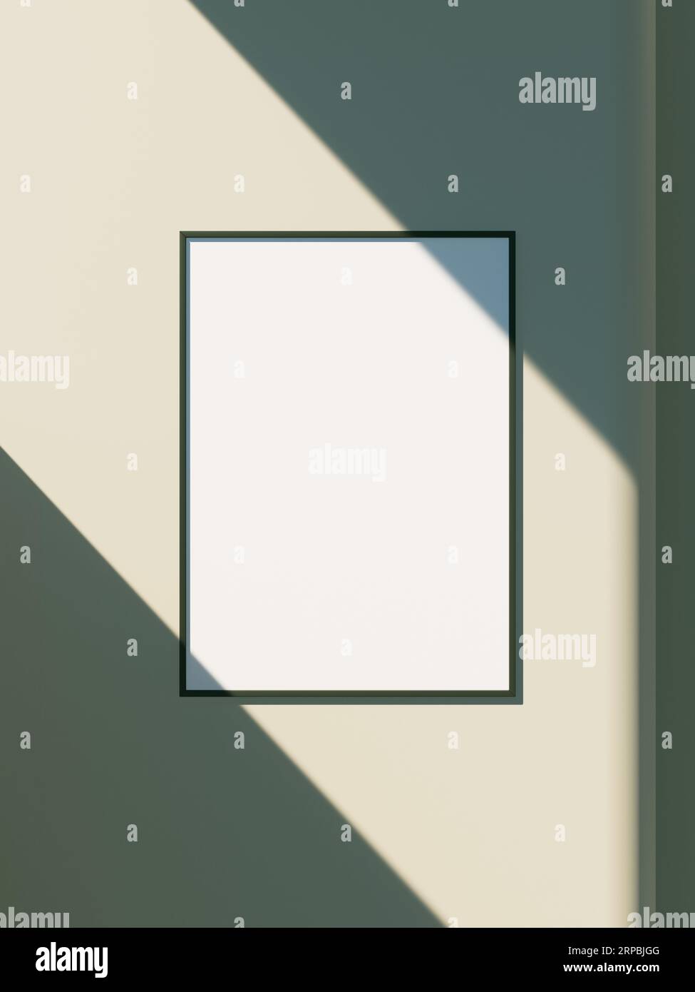 Photo frames mockup hanging on the wall with natural shadow Stock Photo ...