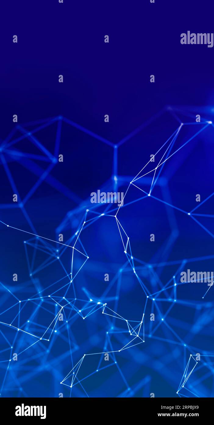 Cloud computing connection data. Abstract geometric dots on blue ...