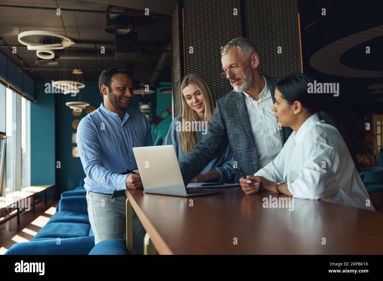 Successful team are working together in the modern office. Conception ...