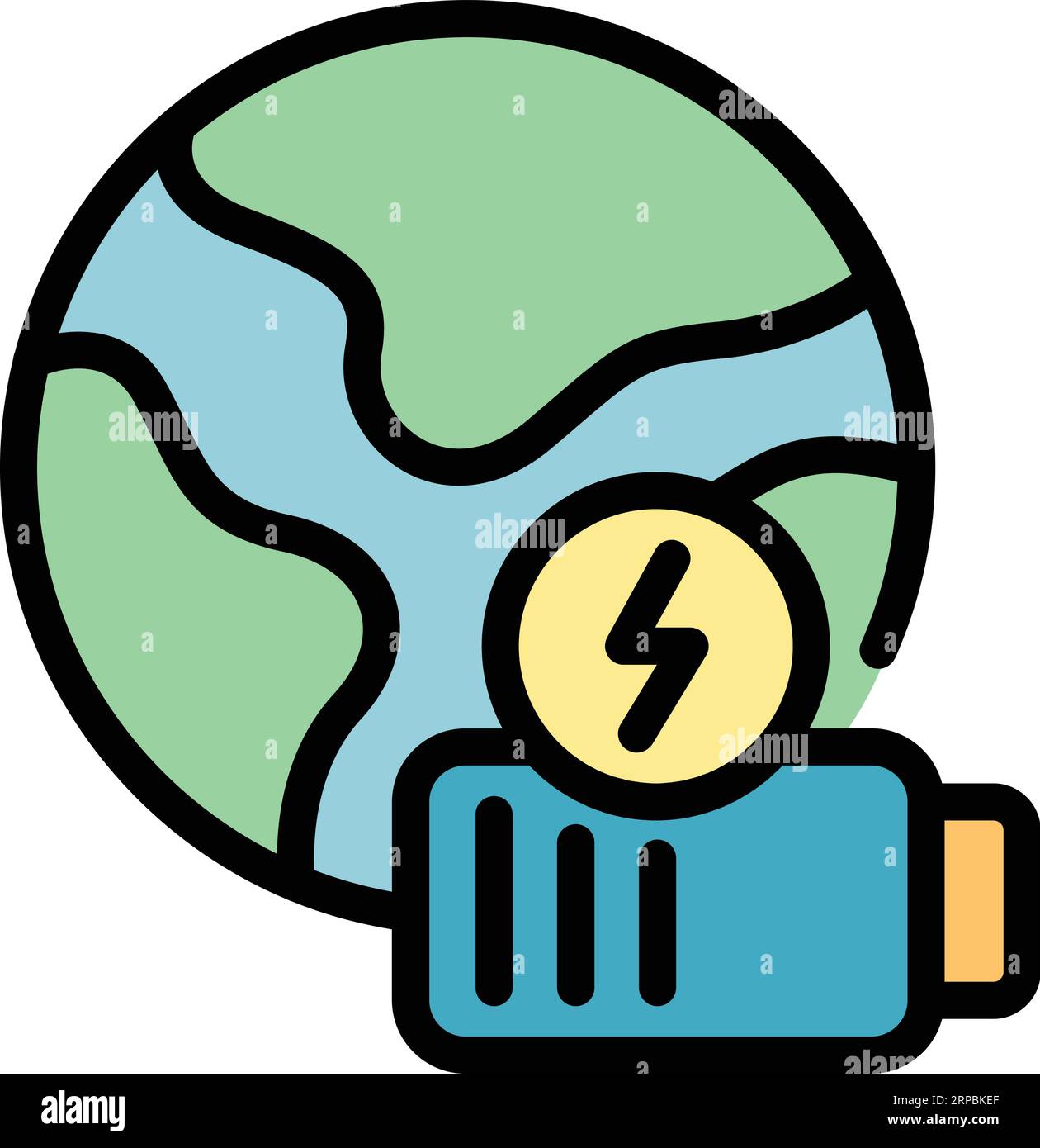 Fill planet energy icon outline vector. Plant power. Eco water color ...