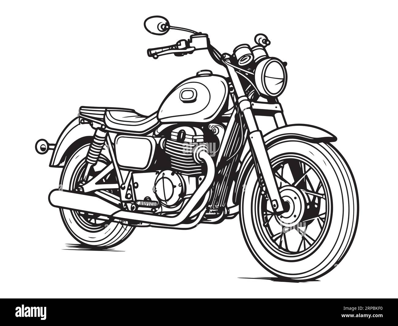 Retro Motorcycle sketch hand drawn illustration Retro transport Stock ...