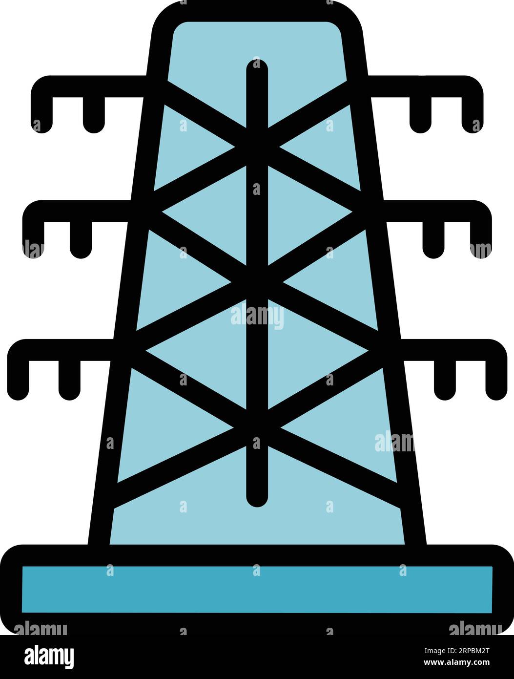 Electric tower icon outline vector. Eco energy. Power industry color ...