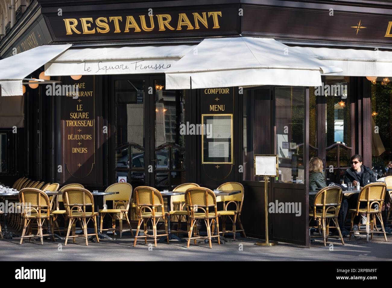Paris, France - April 19 2023:Classic French pavement cafe Stock Photo ...