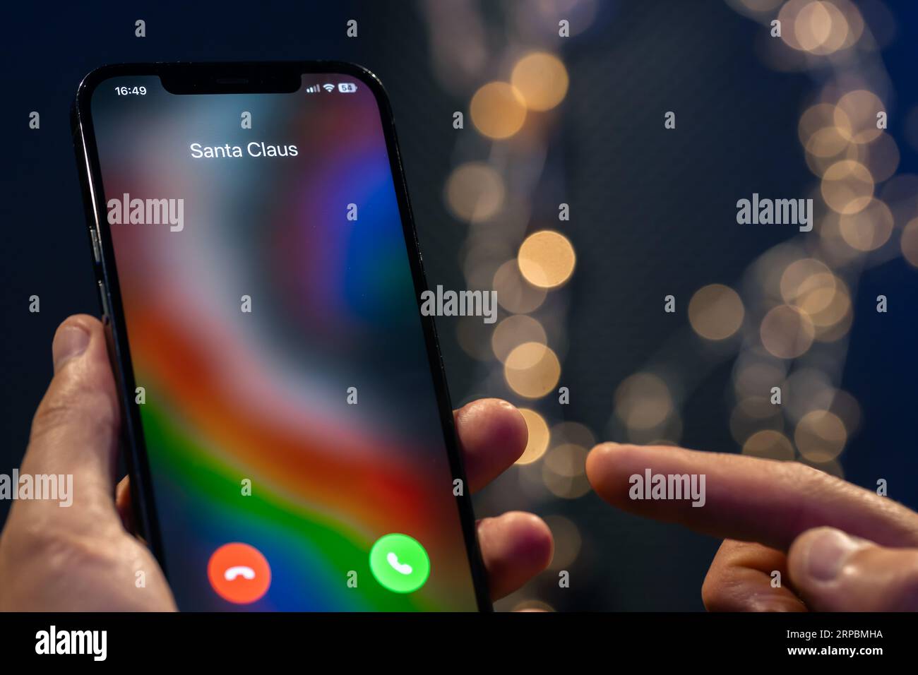 Christmas incoming call screen from Santa Claus Stock Photo - Alamy