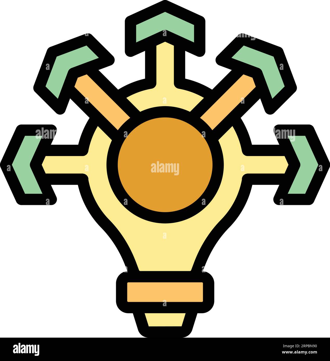 Bulb key point icon outline vector. Main check. Tick word color flat ...