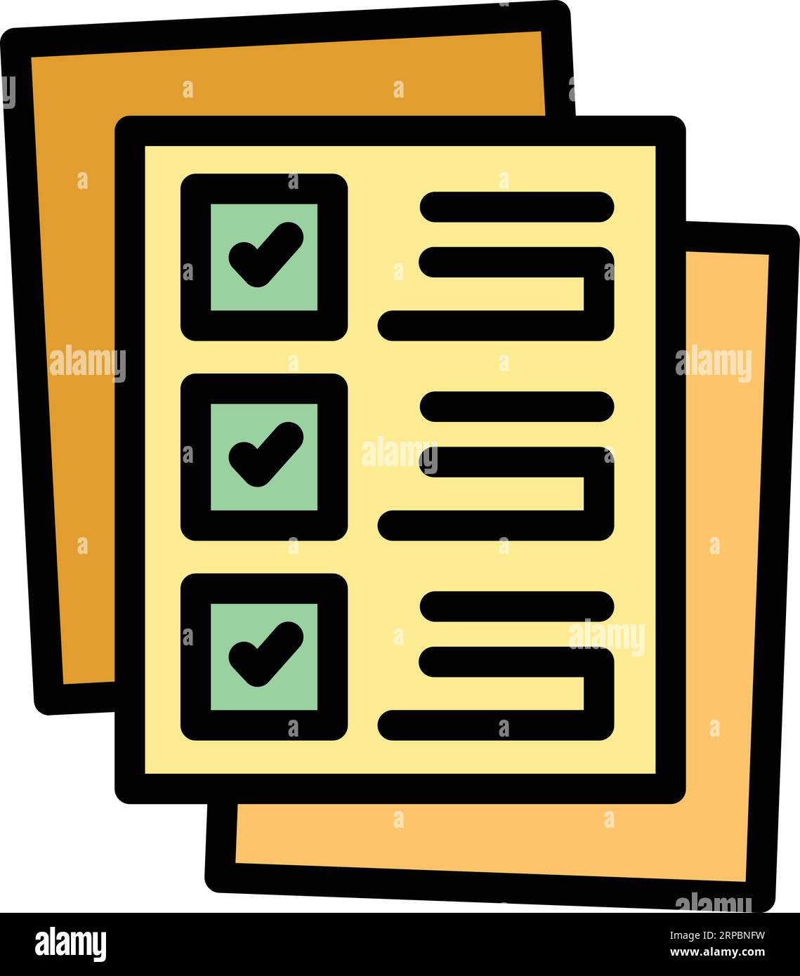 Paper key point icon outline vector. Tick word. Top main color flat ...