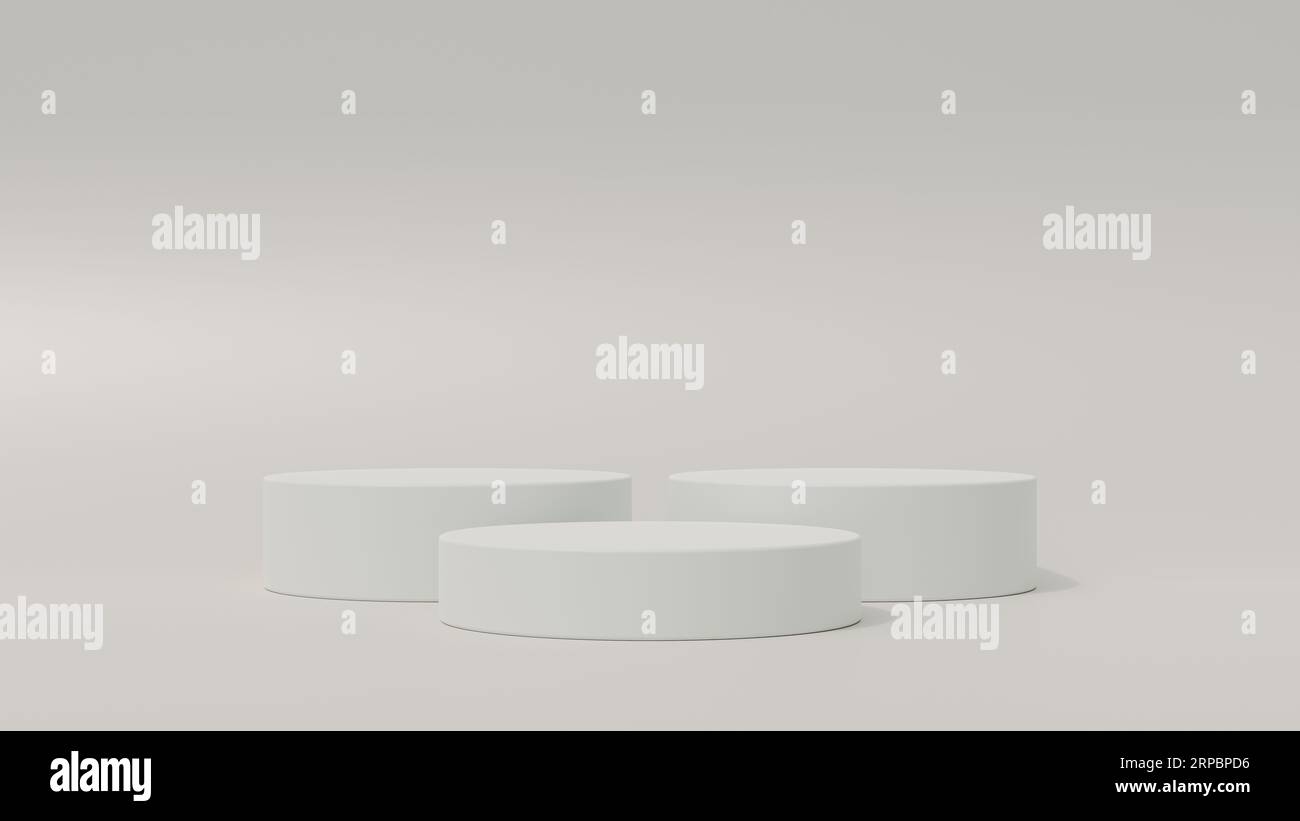 Empty podium or pedestal display on soft background with cylinder stand ...