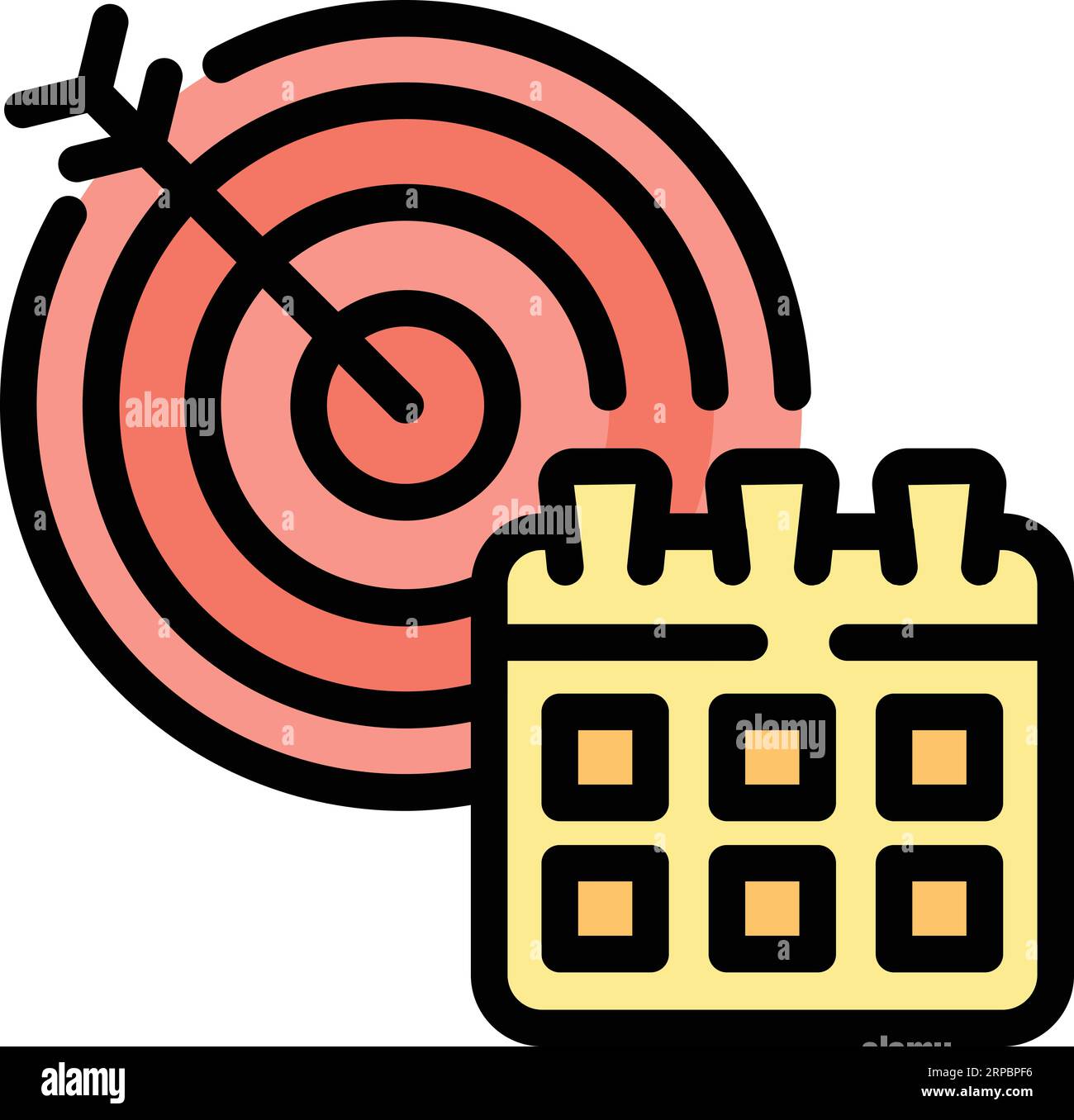 Calendar target icon outline vector. Business point. Word key color ...