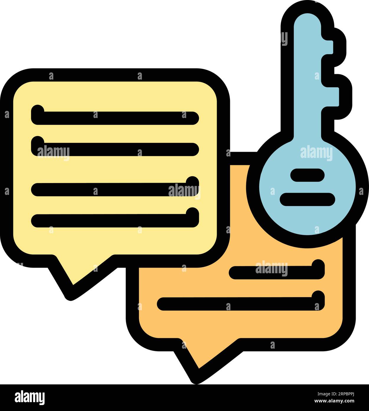 Top key chat icon outline vector. List check. Tick word color flat ...