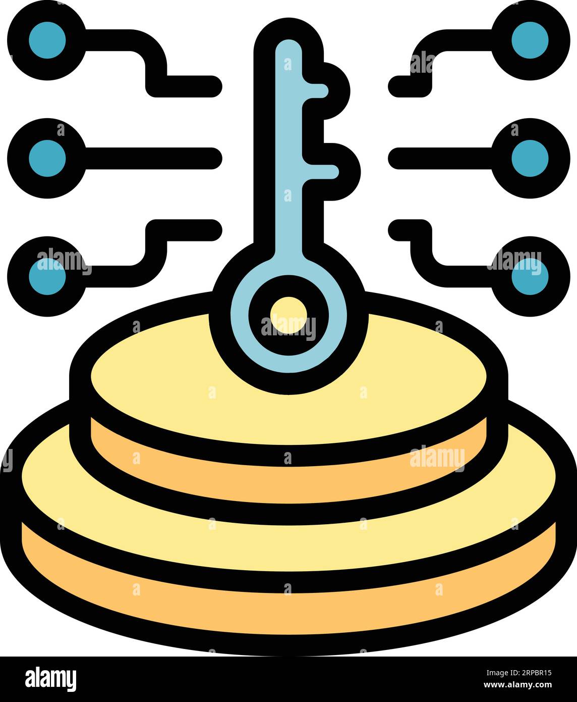 Digital key icon outline vector. Main check. Top keyhole color flat ...