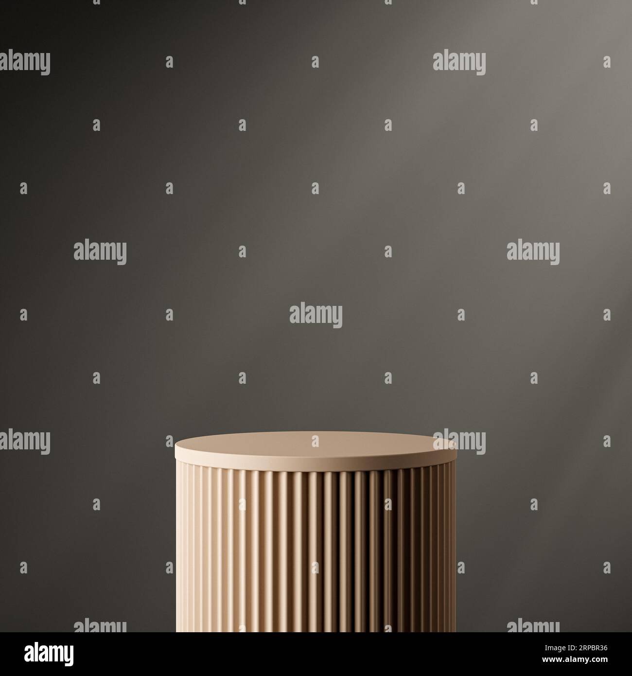 Cylinder brown podium with shadow beige wall background for luxury ...