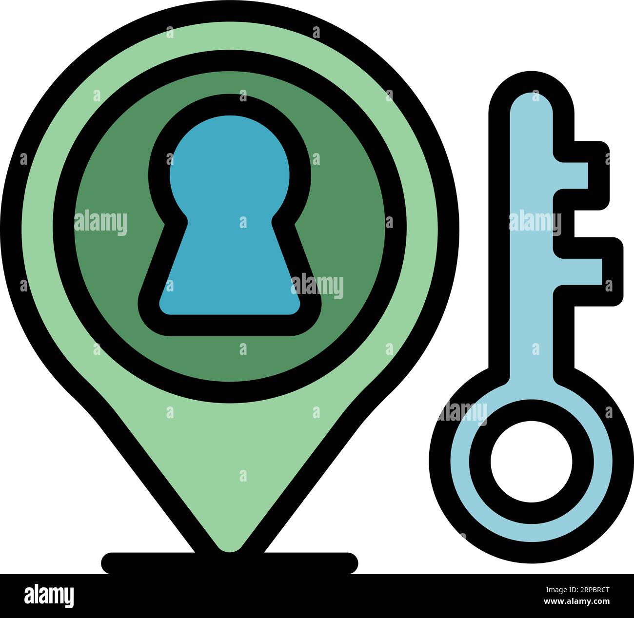 Key point location icon outline vector. List check. Business word color ... Key point location icon outline vector. List check. Business word color ...