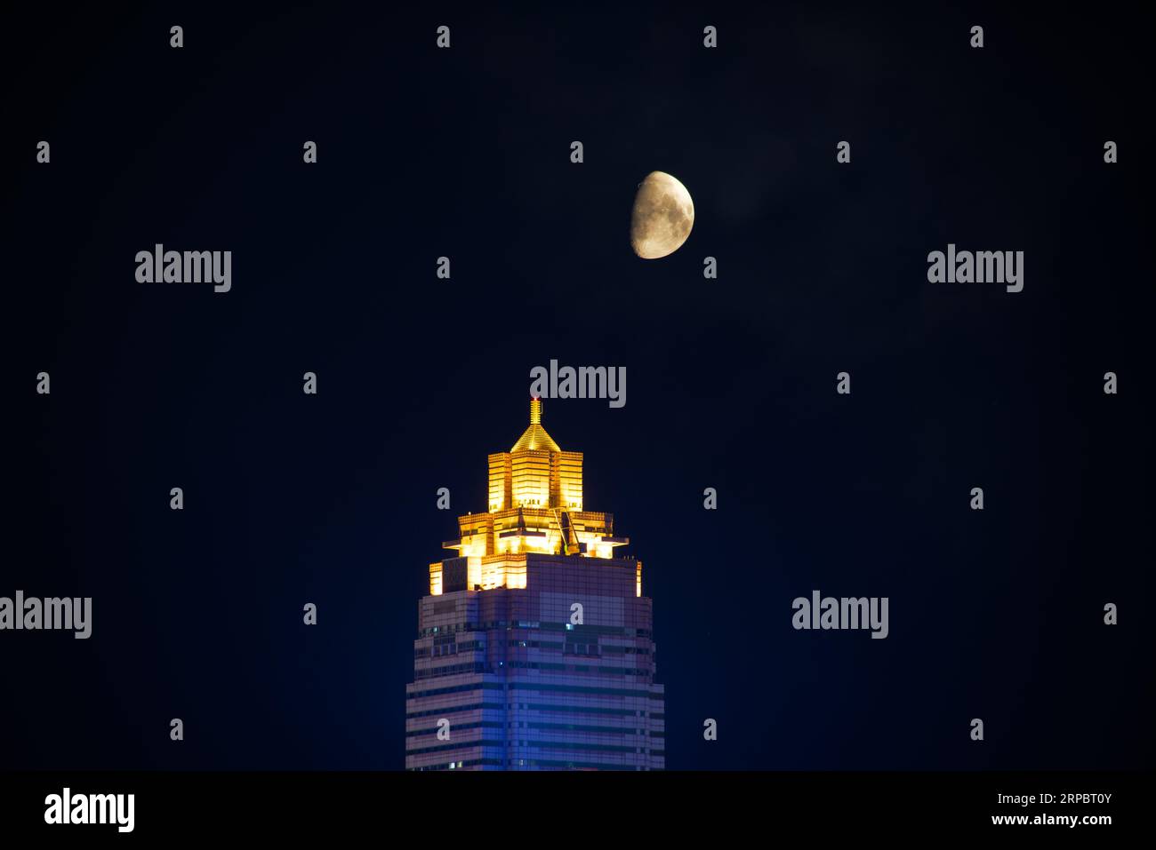 Moonlit Urban Nights: The Beauty of City Lights and a Shining Moon ...