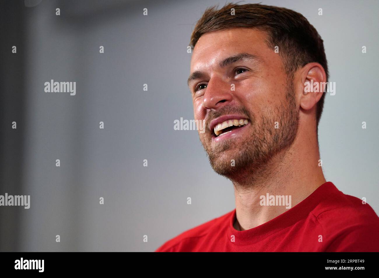 Wales' Aaron Ramsey during a press conference at the Vale Resort ...