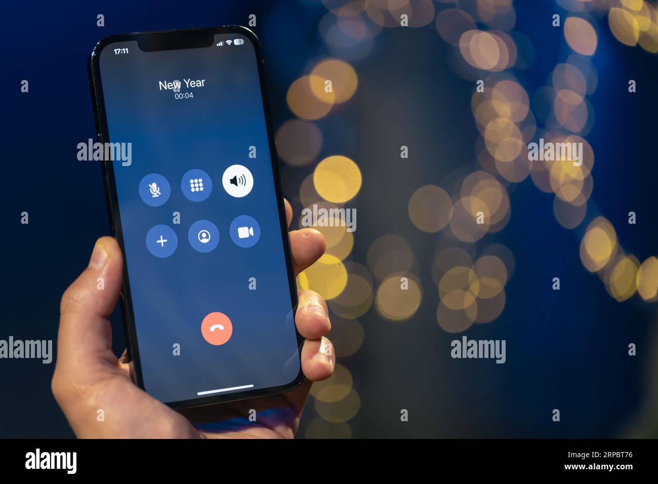 Incoming call screen from New Year, close up Stock Photo - Alamy
