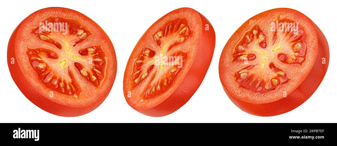 Tomato slices isolated on white background, full depth of field Stock ...