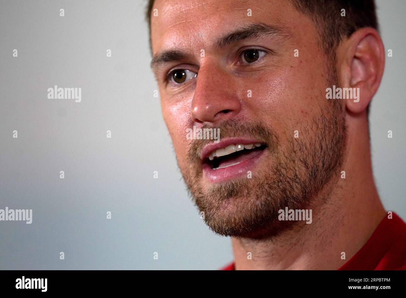 Wales' Aaron Ramsey during a press conference at the Vale Resort ...